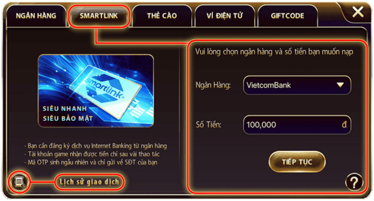 Chi tiết về các phương thức nạp tiền VIP88 chính